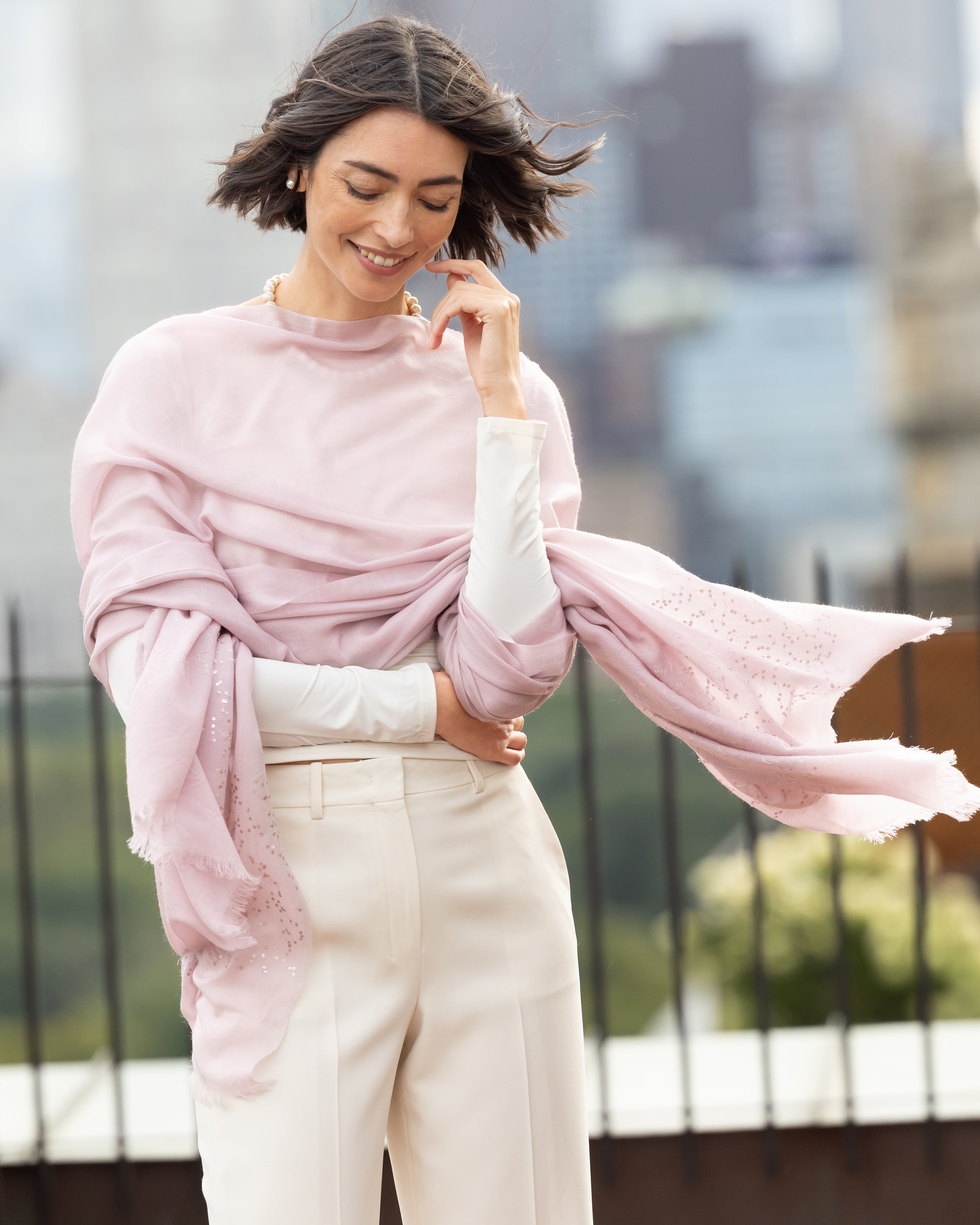 Aura Lightweight Cashmere Sequin Wrap | Sofia Cashmere – SofiaCashmere