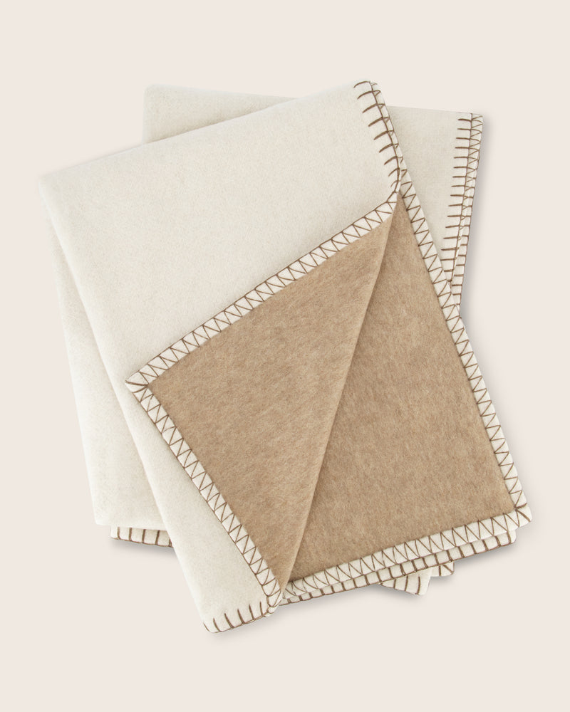 Cashmere Throw with Whipstitch Edges & Two-Color Design| Sofia Cashmere ...